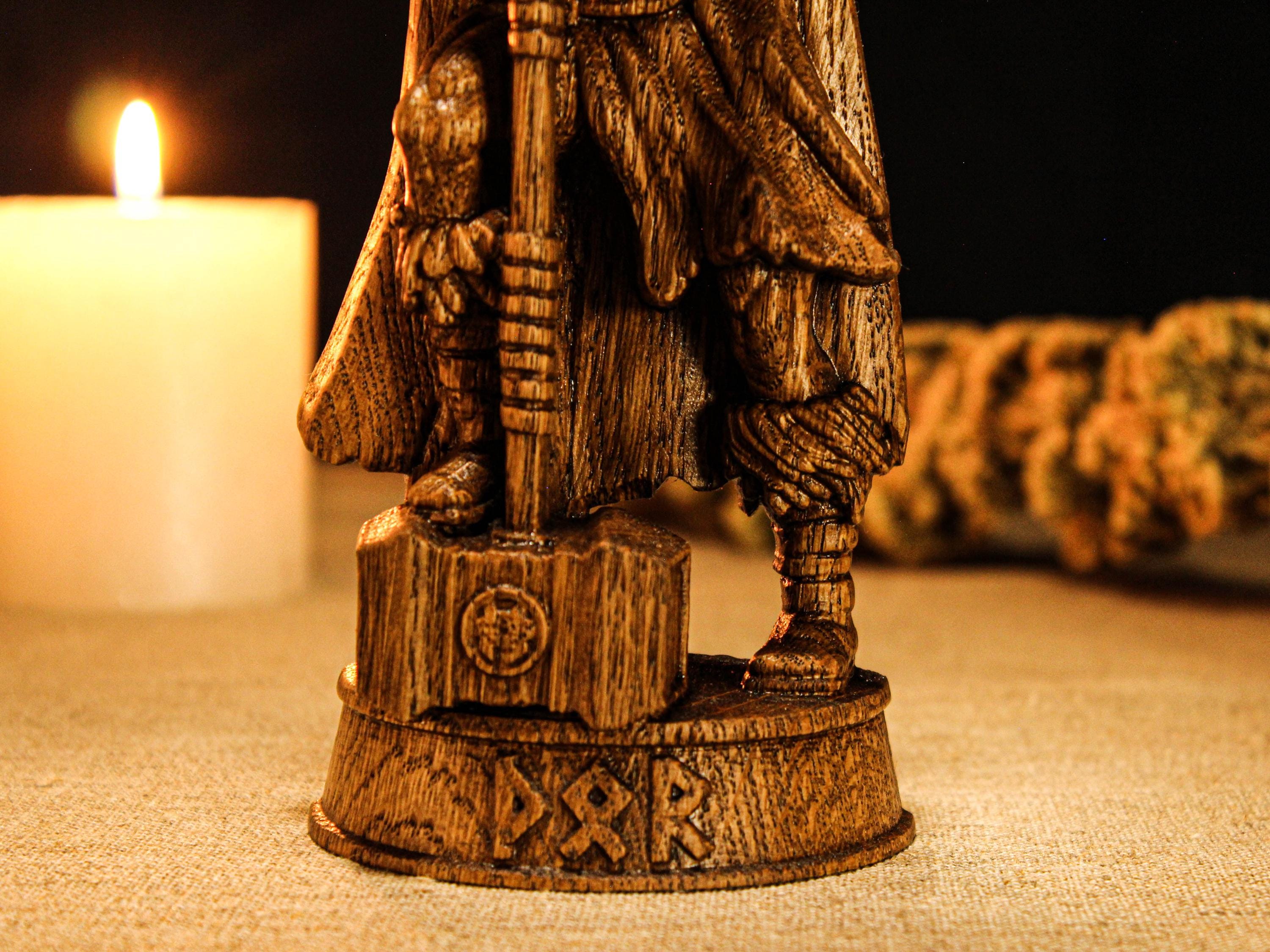 Thor Statue, Norse God Thor, Wooden Thor, Viking Statue, Norse ...