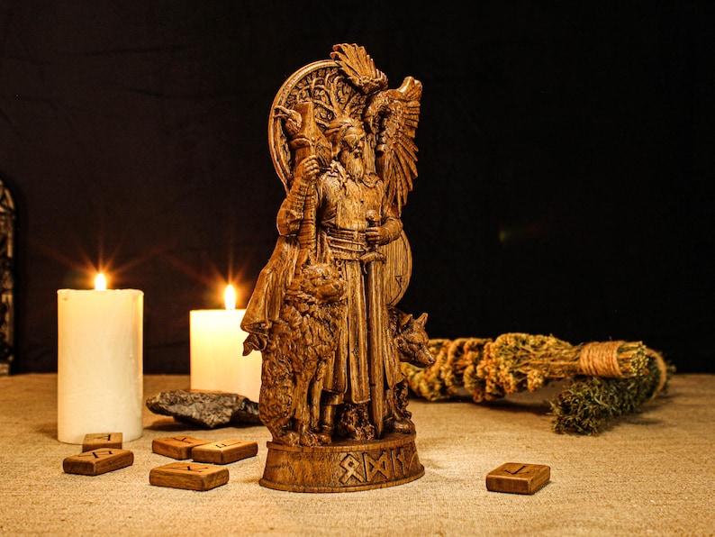 Odin Statue, Wotan, Allfather, Norse God Figure, Viking Altar ...