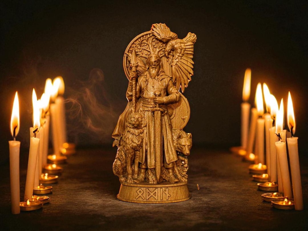 Odin Statue, Carved Odin Figure, Allfather, Wotan, Norse God Statue ...