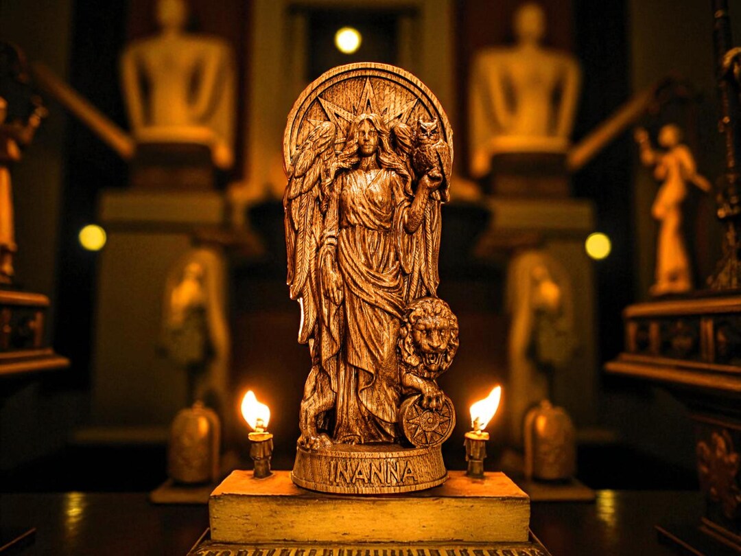Inanna Statue, Innana Wooden Figurine, Wiccan Goddess Statue, Wiccan ...