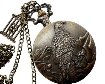 Vintage Futura Eagle on Rock Pocket Watch, Wind-up on 12" Chain W ...