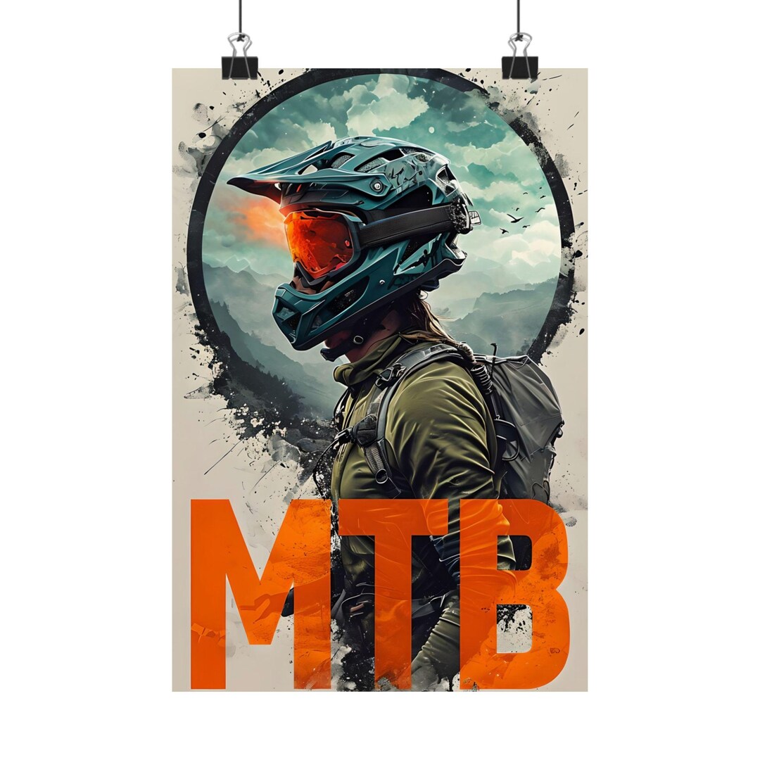 MTB Wall Art, Matte Vertical Posters, Mountain Biker Home Decor, Teen ...