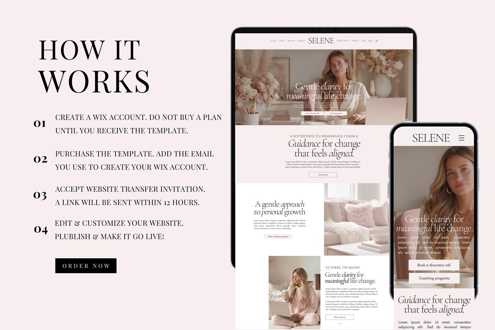 Feminine Blush Life Coach Website Template | Wix Template for Coaches ...