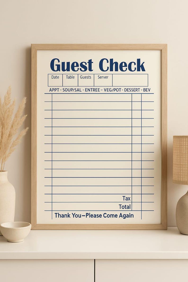 Blank Guest Check Poster, Trendy Wall Art, , Apartment Wall Decor ...