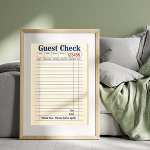 Blank Guest Check Poster, Trendy Wall Art, , Apartment Wall Decor ...