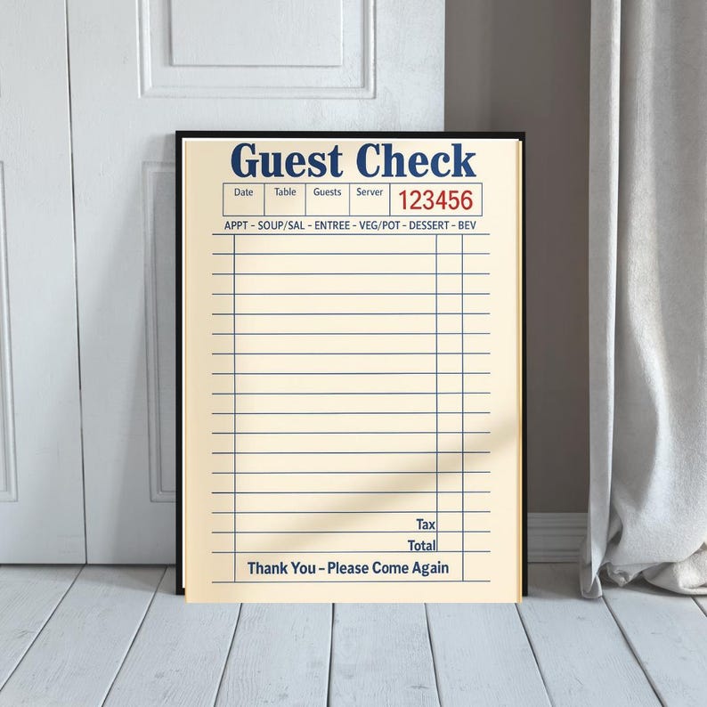 Blank Guest Check Poster, Trendy Wall Art, , Apartment Wall Decor ...
