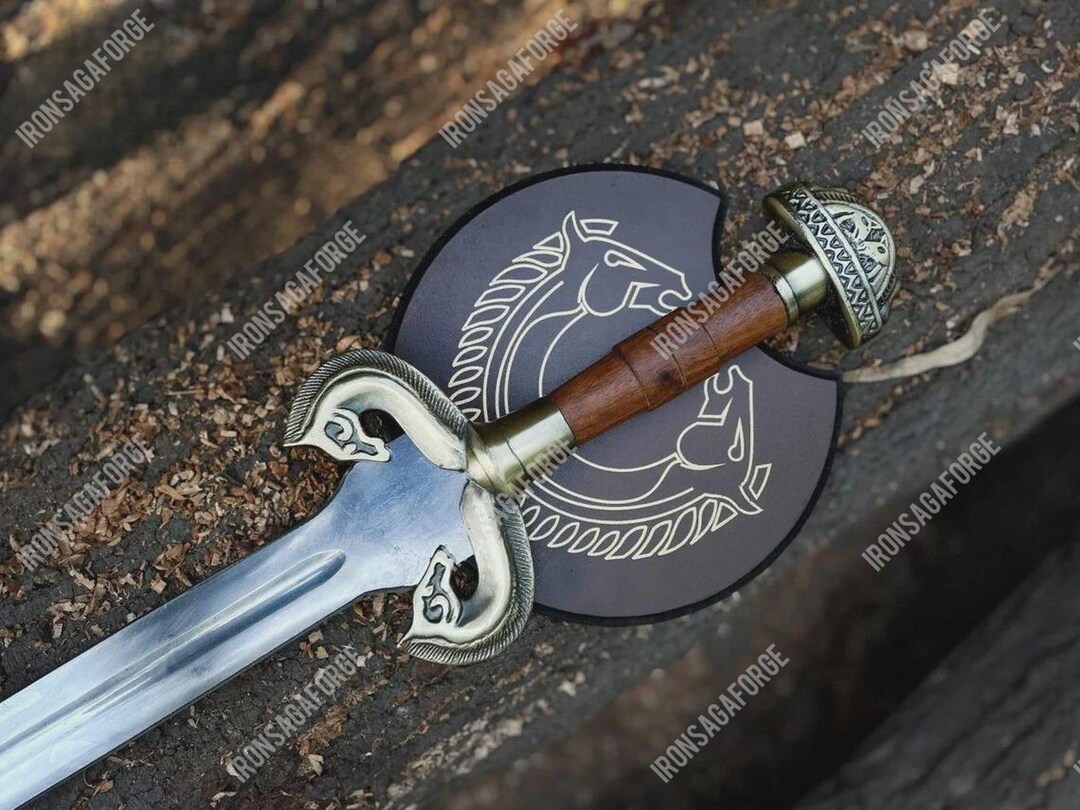 Real Medieval Viking Carbon Steel Handmade Sword With Leather, Vikings ...