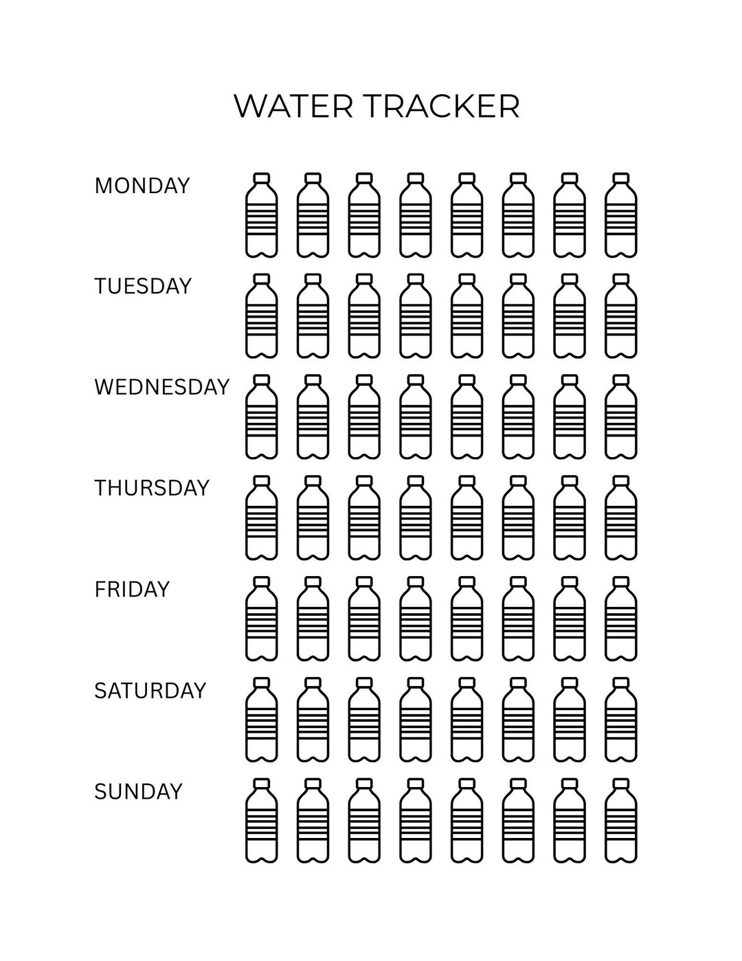 Water Tracker - Weekly Water Drinking Tracker, Self-care, Fill-in ...
