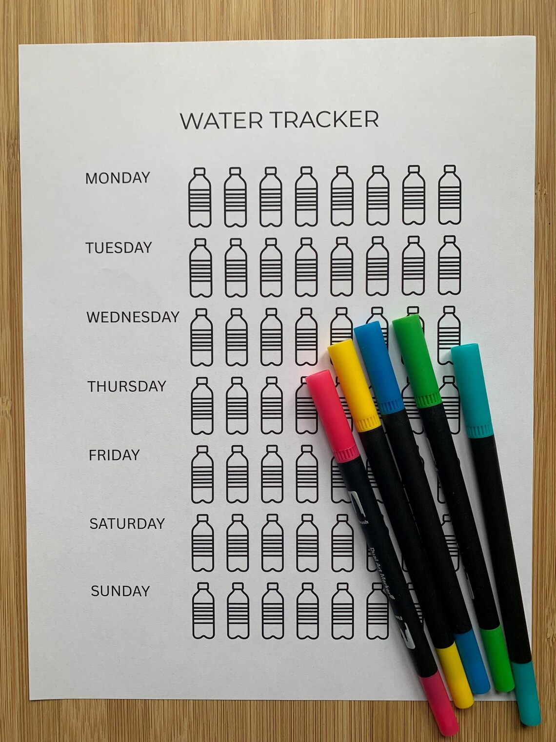 Water Tracker - Weekly Water Drinking Tracker, Self-care, Fill-in ...