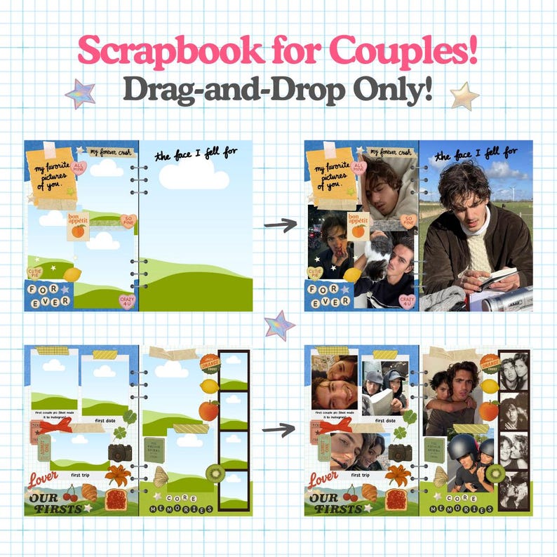 Couple Scrapbook Canva Template: Customizable Photo Collage (digital ...