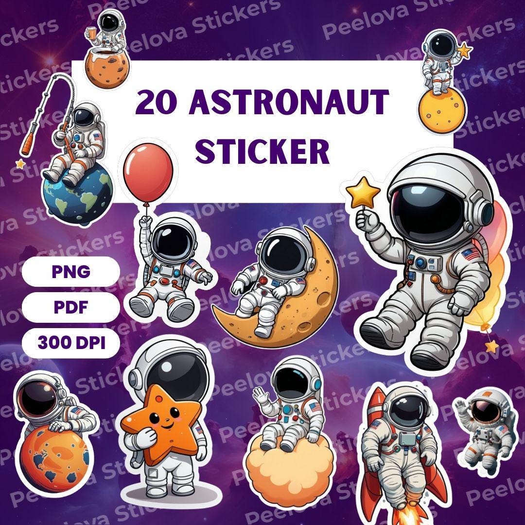 20 Astronaut Stickers, Printable Stickers, Astronaut Stickers, Creative ...