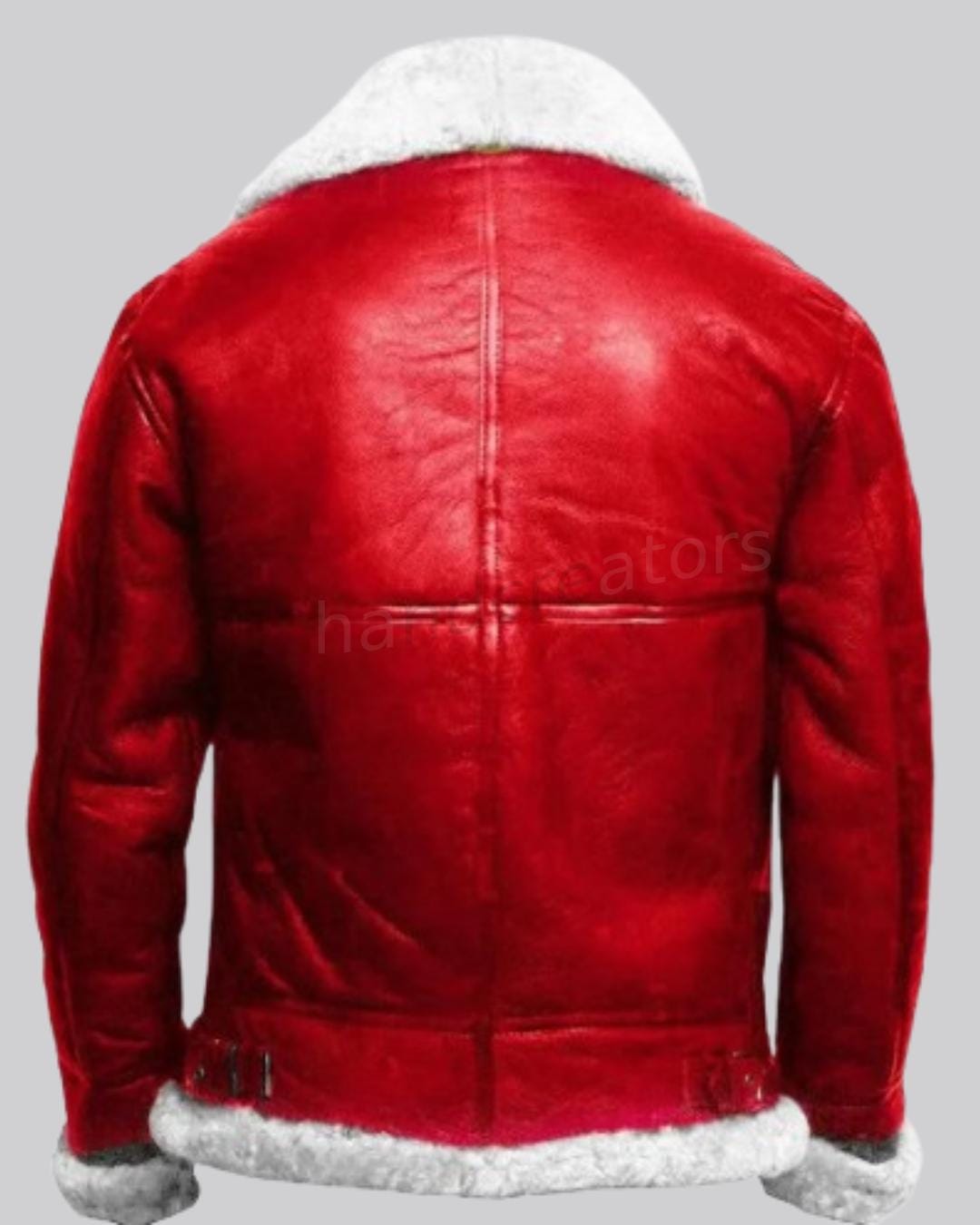 Men's Red Shearling Christmas Style Jacket - Genuine Leather Jacket - Etsy