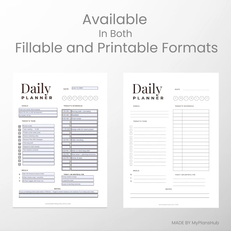 Daily Planner Printable, 24 Hour Schedule, Time Blocking PDF, Goal ...
