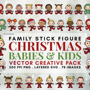 Family Stick Figure Vector Creative Clipart - Christmas Babies and Kids ...