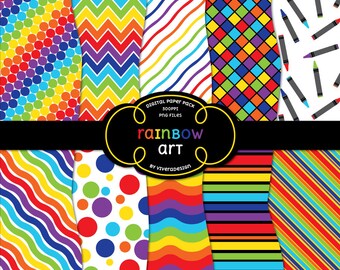 Digital Paper Pack Wavy Lines in Bold Colors | Etsy