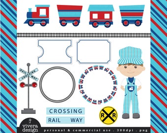 All Aboard the Party Train Clip Art in Red Green Yellow | Etsy