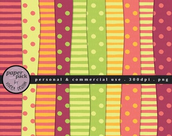 Digital Paper Pack Wavy Lines in Bold Colors | Etsy