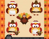 Items similar to Thanksgiving Digital Clip Art - Owls on Etsy