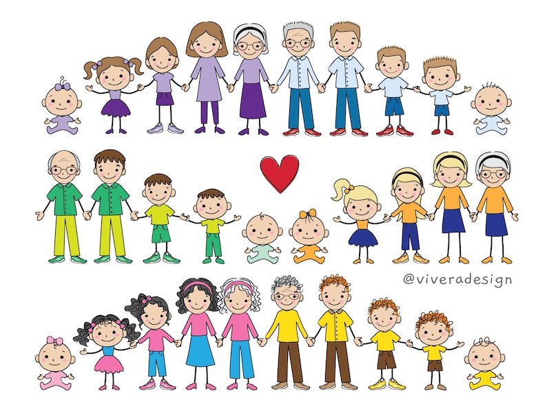 Family Stick Figures - Babies, Kids, Teens, Parents, and Grandparents ...