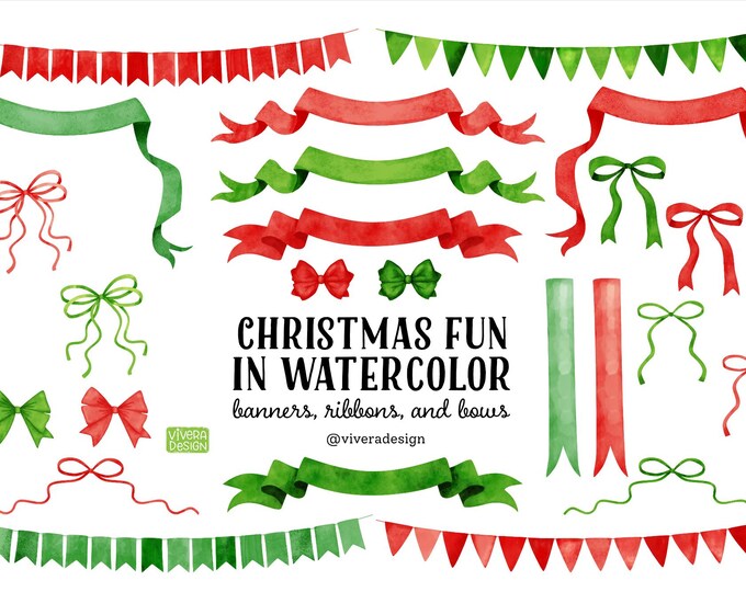 Watercolor Red Banner Clipart, Red Ribbon Clipart, Watercolor Ribbon ...