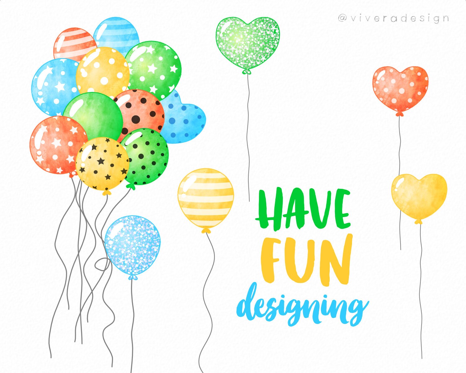 Rainbow Unicorn Party Watercolor Balloon Clip Art Blue Pink - Etsy