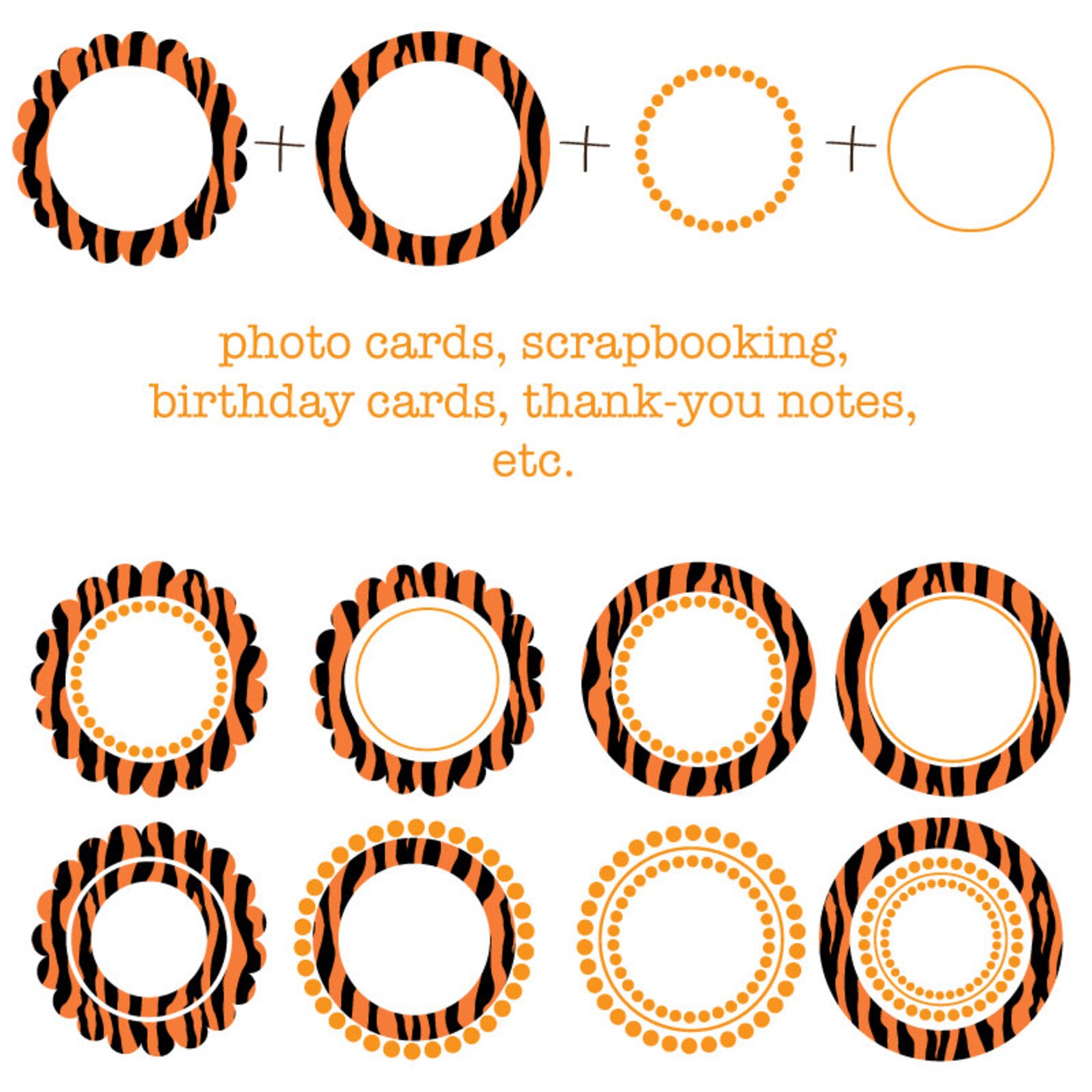 Tiger tiger Circle Frames with Tiger Stripes Digital Clip | Etsy