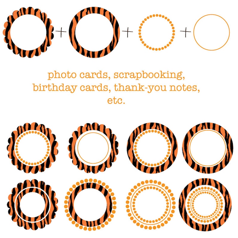 Tiger Tiger Circle Frames With Tiger Stripes Digital Clip - Etsy Ireland