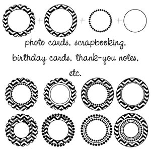 Circle Frames in Chevron - Digital Clip Art - Black and White - Etsy
