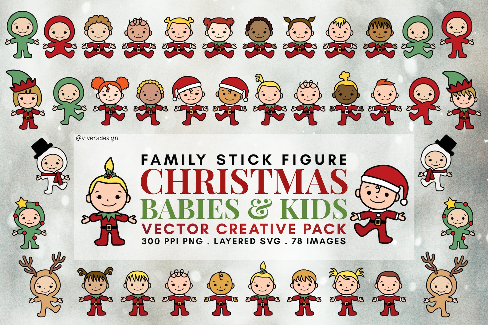Family Stick Figure Vector Creative Clipart Christmas Babies - Etsy
