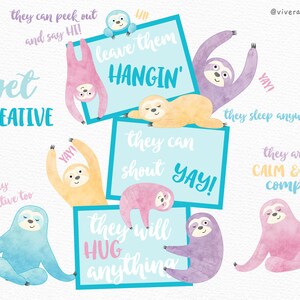 Cute Little Sloths Clipart | Watercolor Digital Clip Arts | Pastel ...