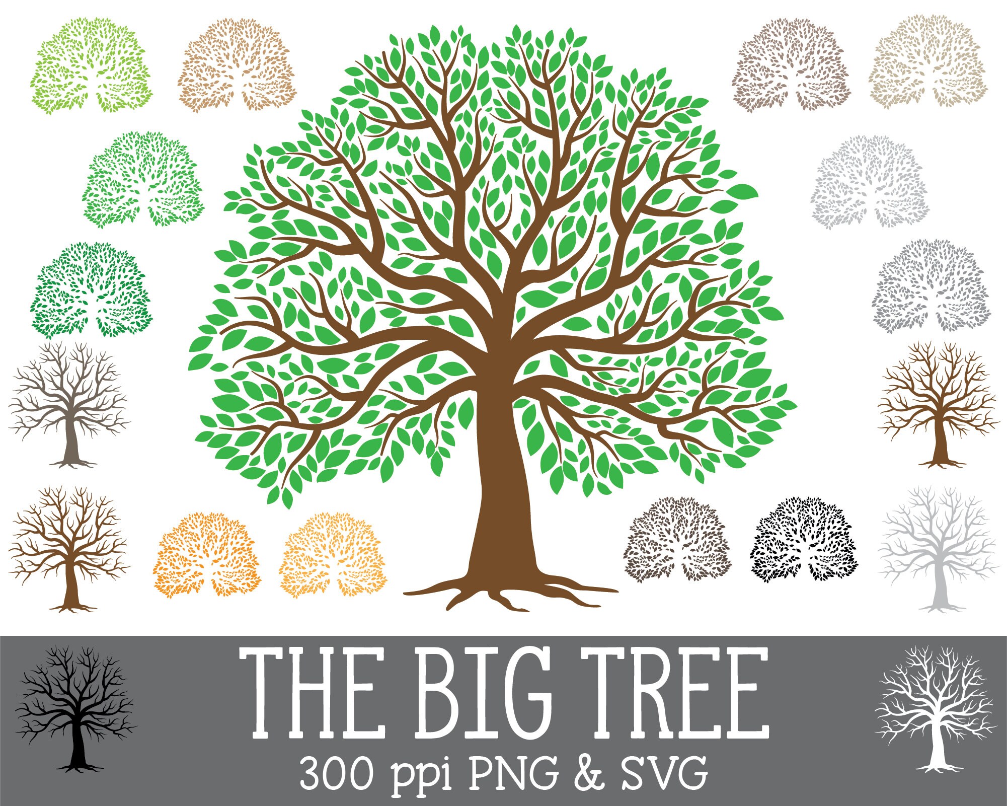 El gran árbol Creative Pack SVG y PNG Digital Clip Art 5 - Etsy España