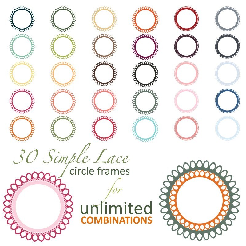 Digital Clip Art Circle Frames Simple Lace Creative Pack | Etsy