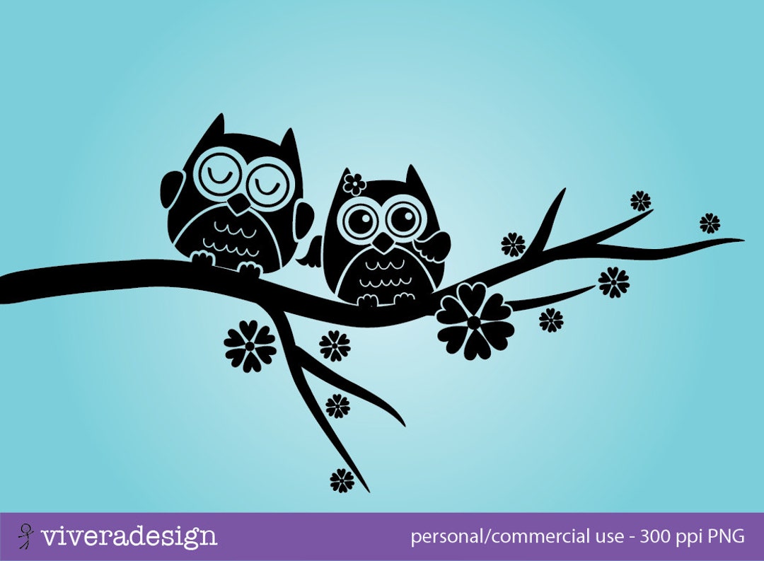 Instant Download - Love Owl in Solid Black - Digital Clip Art - PNG ...