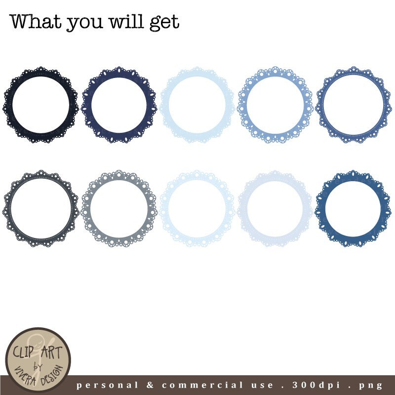 Digital Clip Art Circle Frames Lace Doilies in Shades of | Etsy