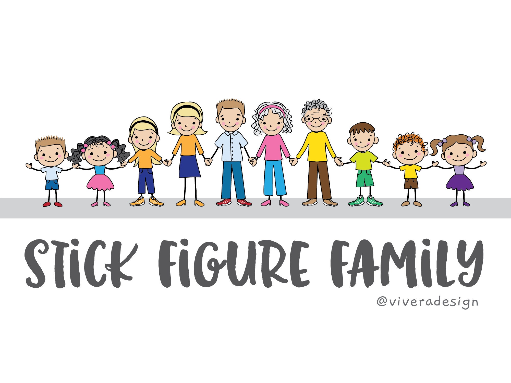 Family Stick Figures - Babies, Kids, Teens, Parents, and Grandparents ...