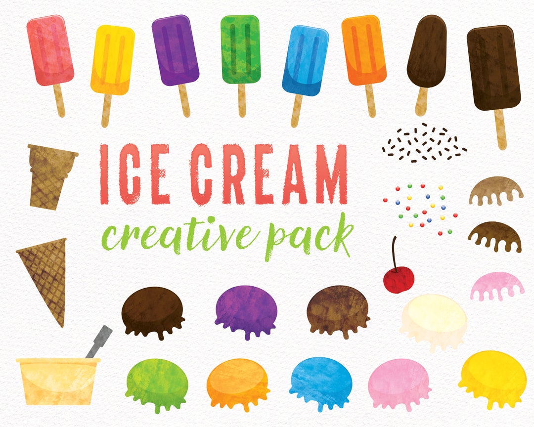 Watercolor Ice Cream Clip Art: DIY Scoop Set (digital Download) - Etsy