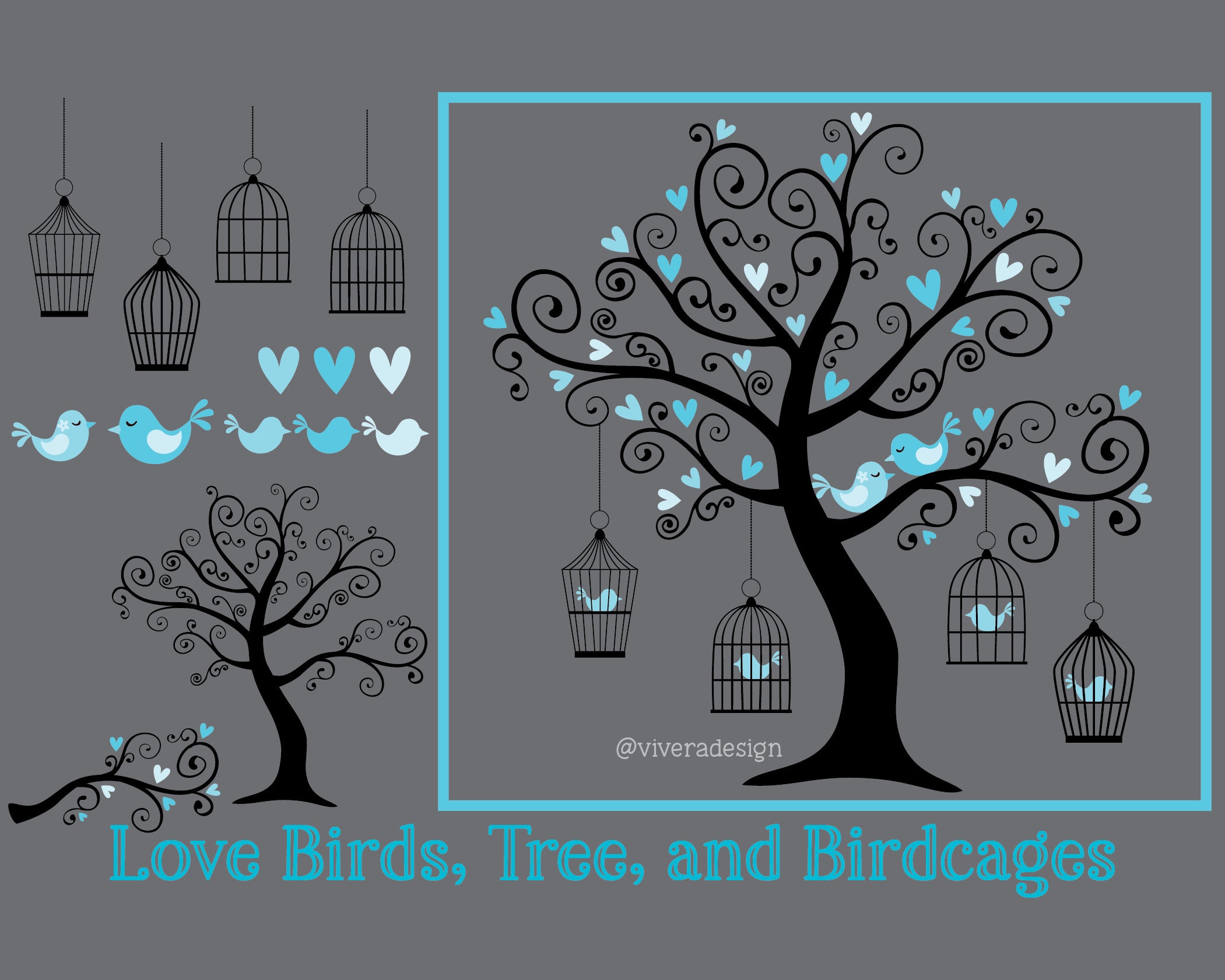 Tree SVG EPS PNG Love Birds on a Love Tree With Bird - Etsy
