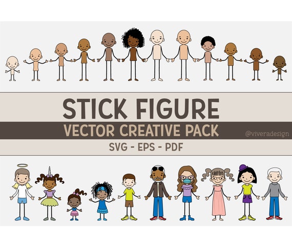Vector Family Stick Figures SVG PDF EPS Line Art | Etsy UK