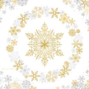 Gold Silver Snowflakes Frames and Cliparts - Digital Snowflake Circle ...