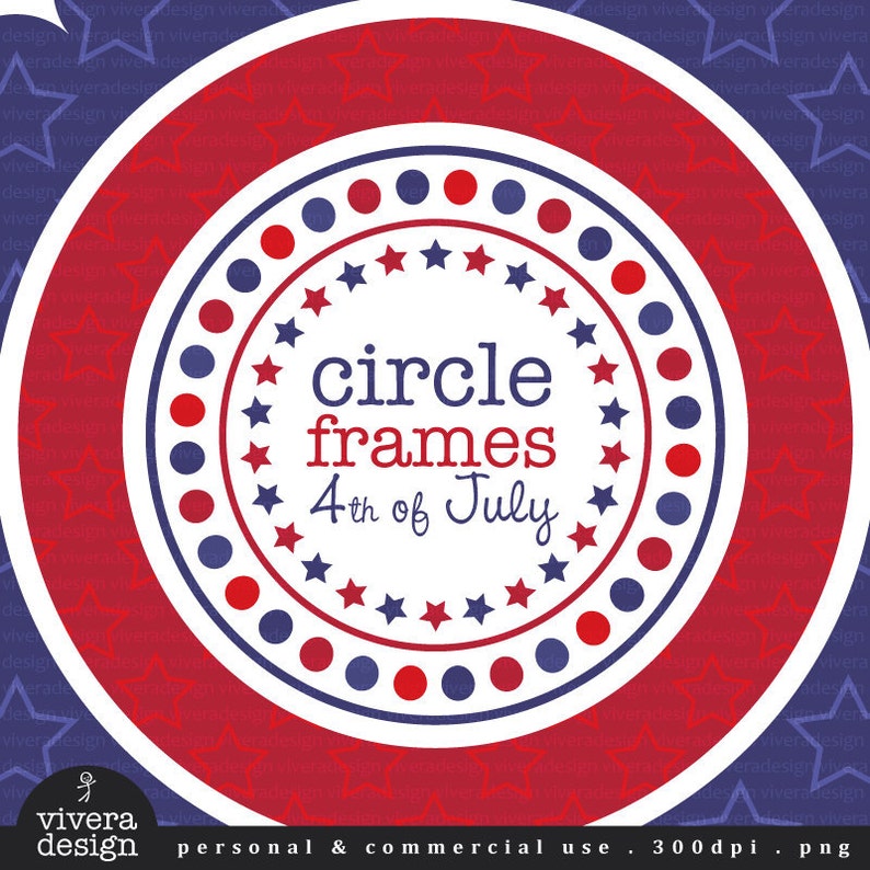 Circle Frames Fourth of July Digital Clip Art | Etsy