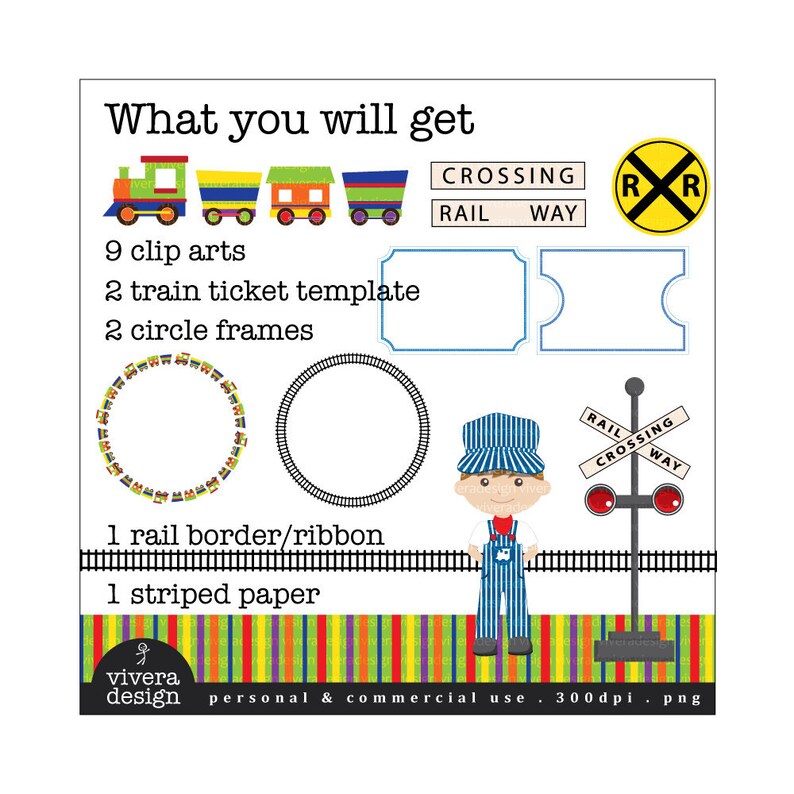 All Aboard the Party Train Clip Art - in Red, Green, Yellow, and Blue ...