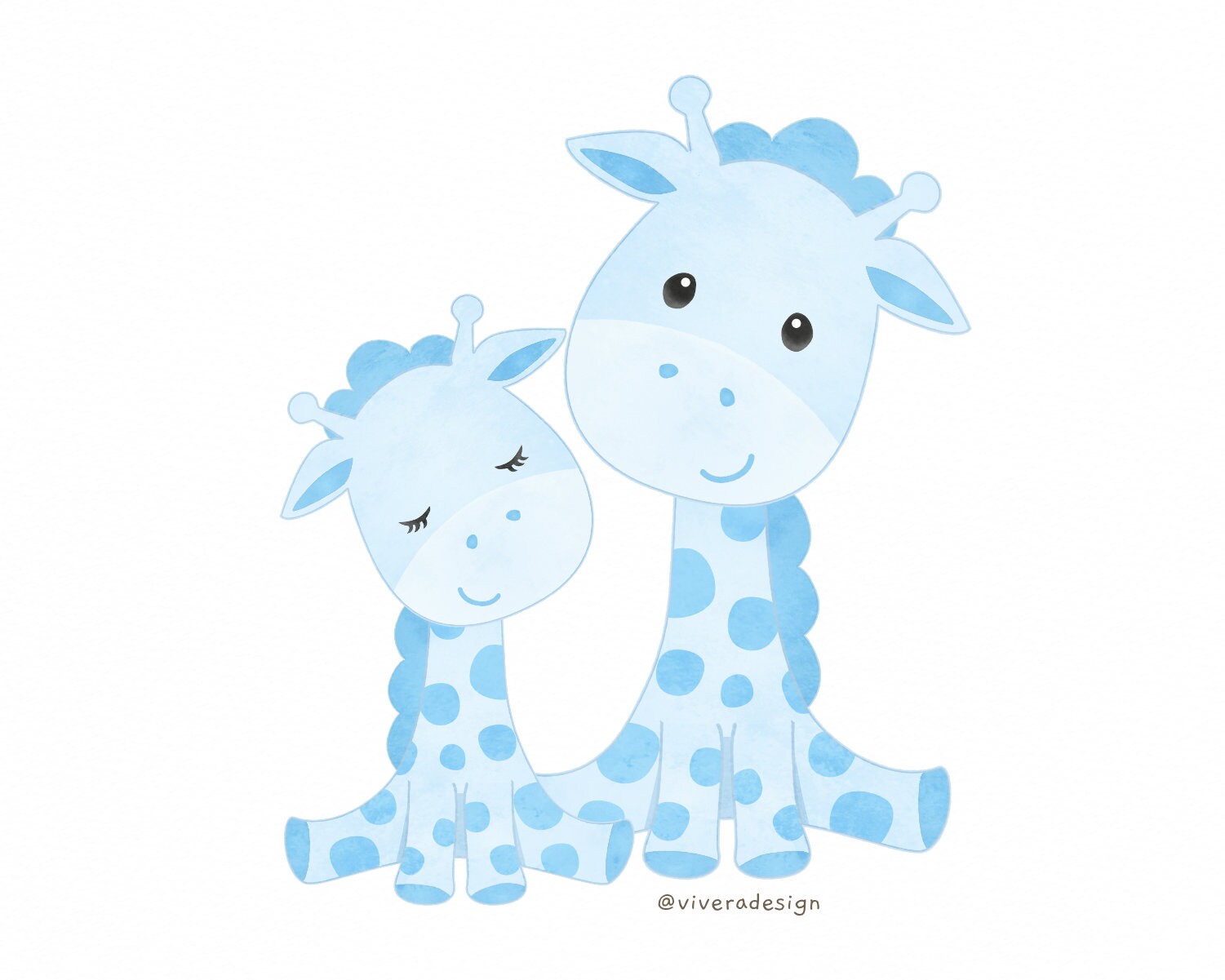 Blue Baby Giraffe Cartoon