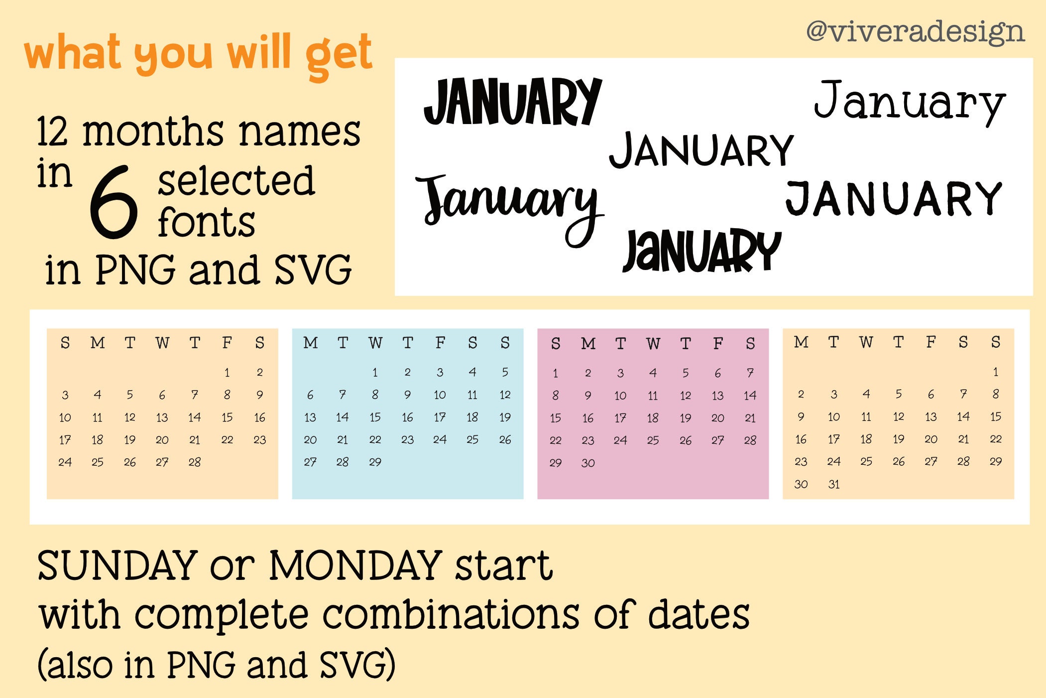 Handwritten Calendar Clip Art: PNG & SVG Creative Pack (digital ...