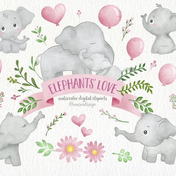 Elephant Clip Arts - Etsy