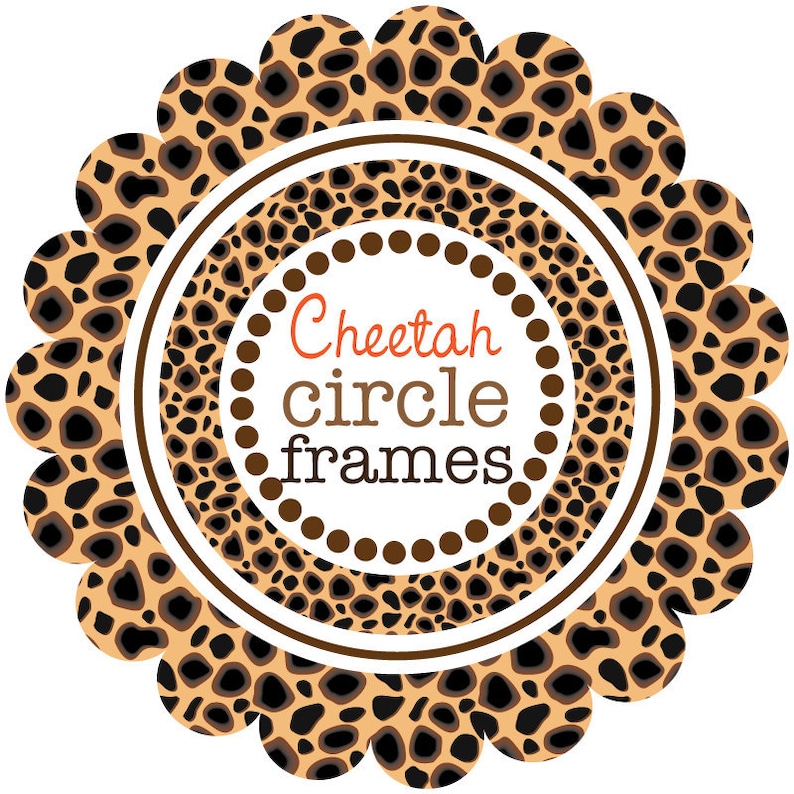 Digital Clip Art Circle Frames in Cheetah Pattern | Etsy