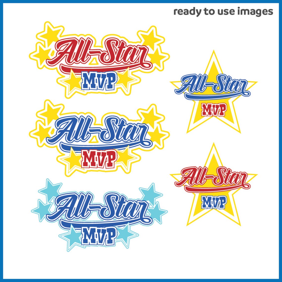 Digital Clip Art All-Star MVP and Stars Cliparts SVG | Etsy