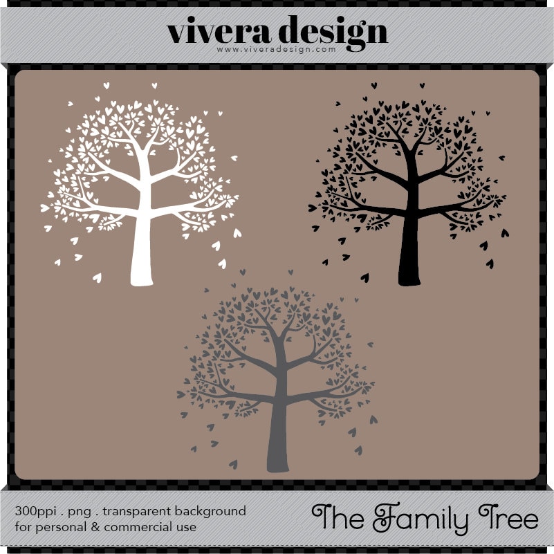 Digital Clip Art - the Family Tree - Four Branches - Instant Download ...