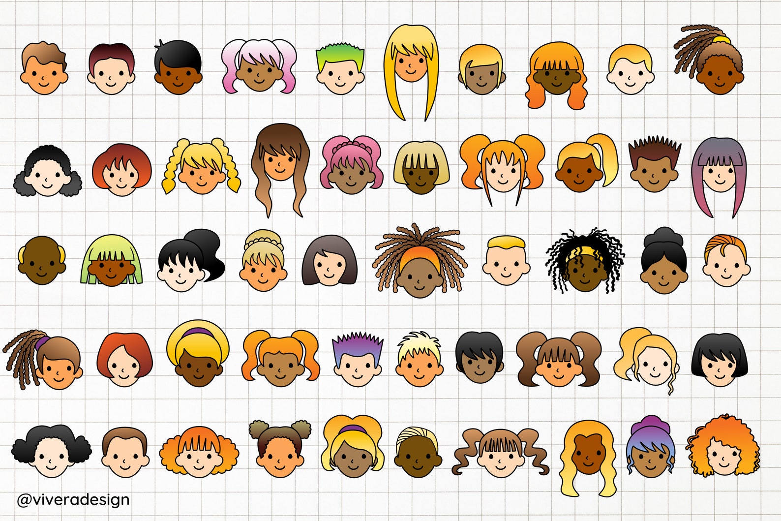 Adult Heads Stick Figures SVG PNG Canva Template 100 Heads - Etsy