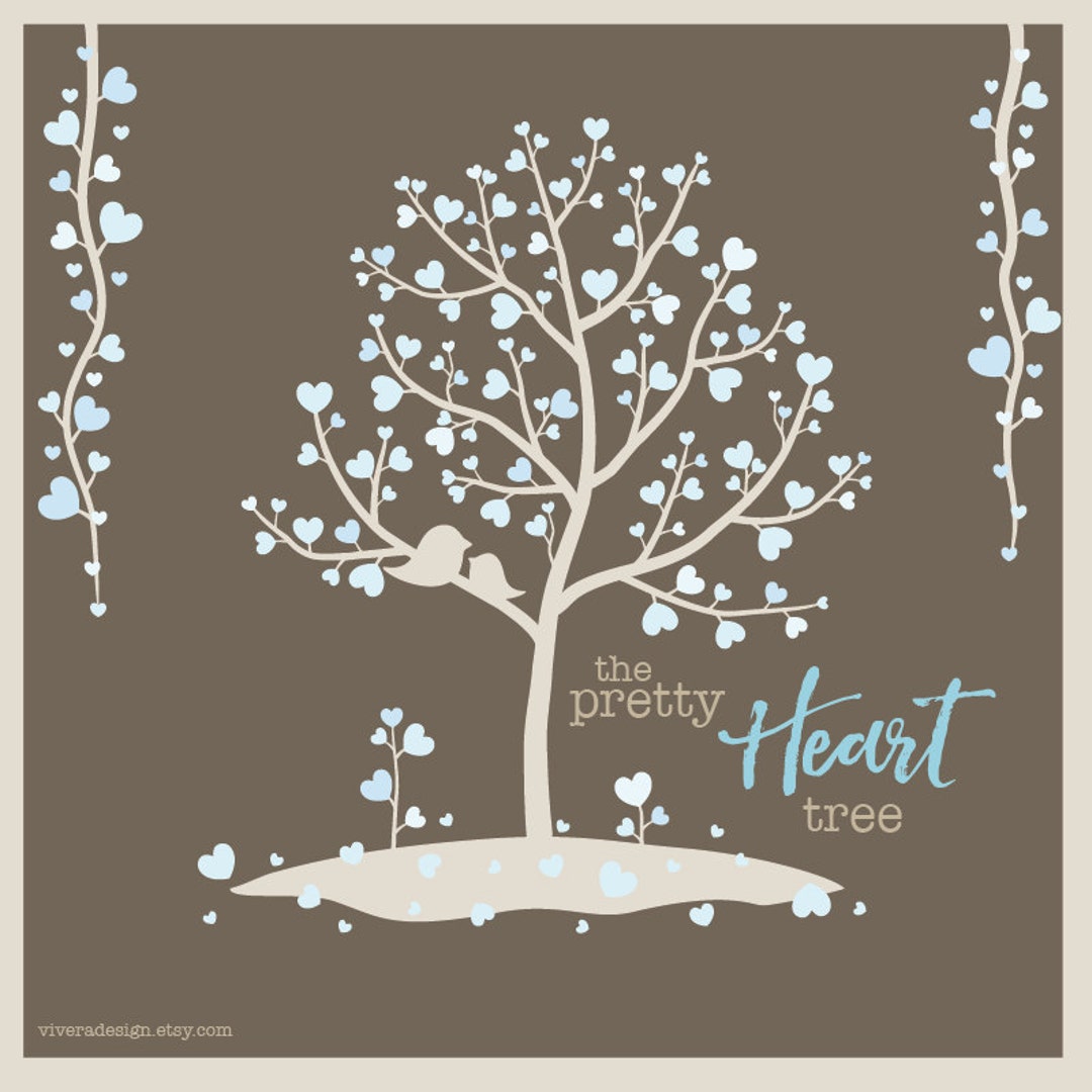 The Winter Heart Tree - Digital Clip Art - Instant Download - Trees ...