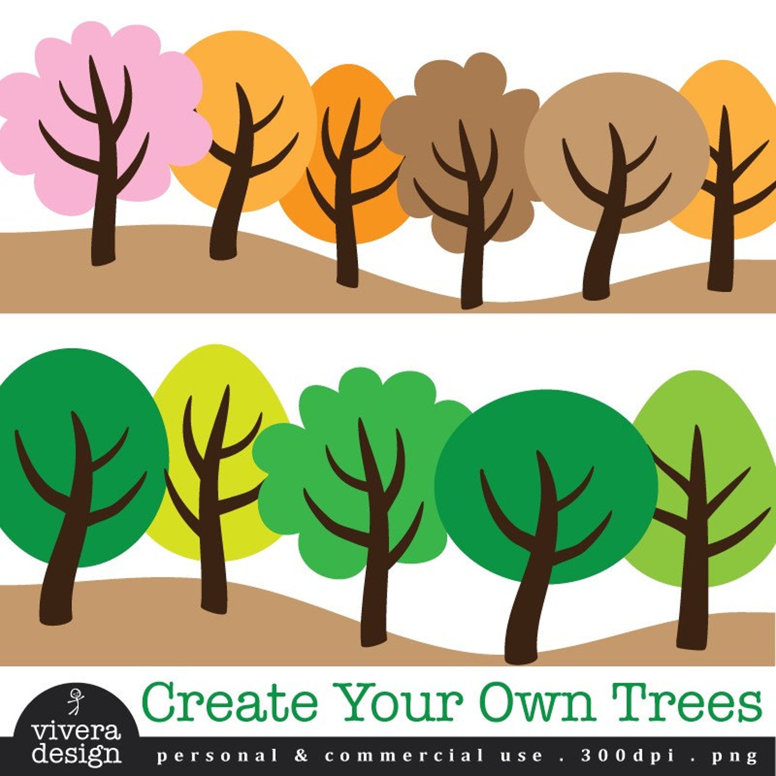 Digital Clip Art Create Your Own Trees - Etsy